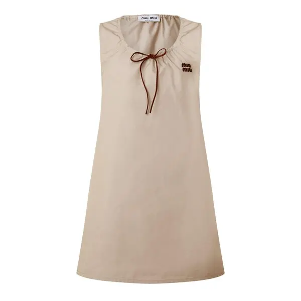 Miu Miu Panama Mini Dress With Tie Detail - Nude