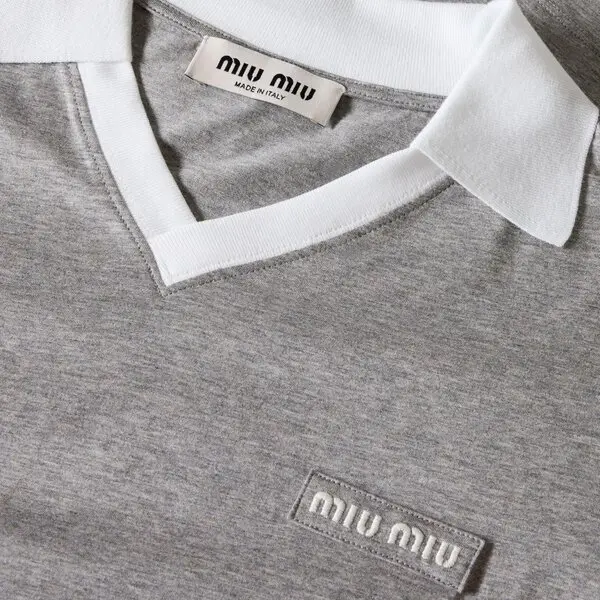Miu Miu Jersey Top Knitted Long Sleeve Polo Shirt