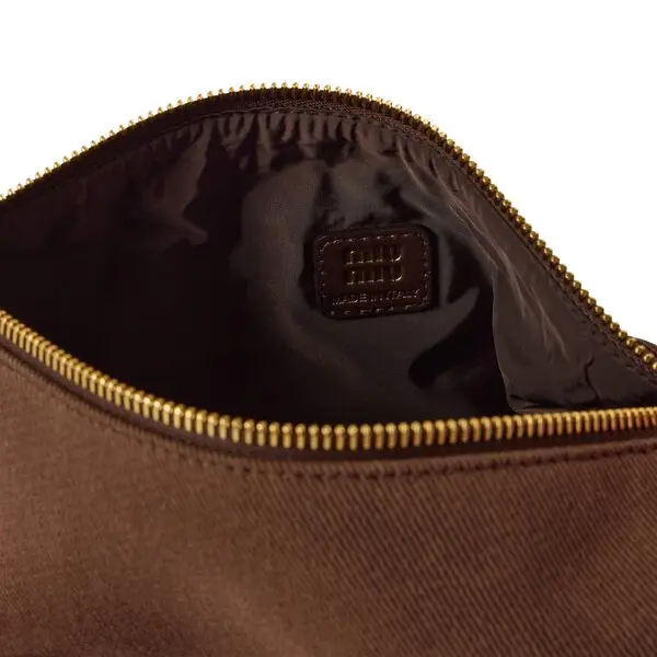 Miu Miu Twill Fabric Handbag With Orange Rope Detail - Brown