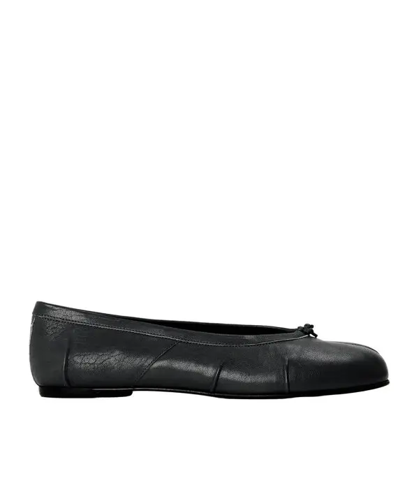 MAISON MARGIELA Black Soft Leather Flat Ballet Shoe