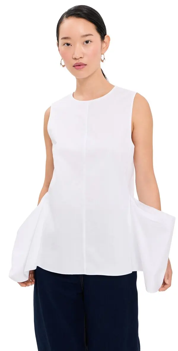 Tibi Eco Poplin Side Drape Top