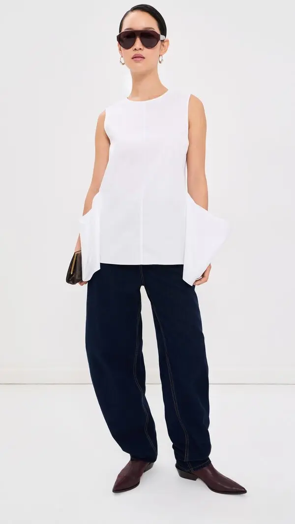 Tibi Eco Poplin Side Drape Top