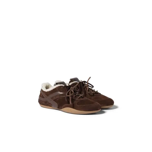 Miu Miu Suede And Shearling Sneakers