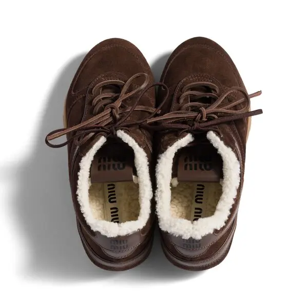 Miu Miu Suede And Shearling Sneakers