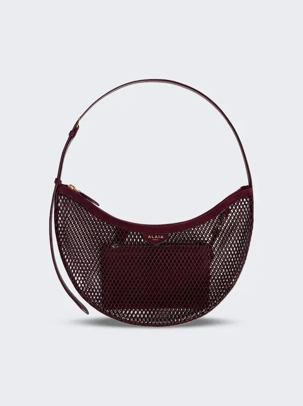 ALAÃA Demi Lune Fishnet Bag Garnet Red
