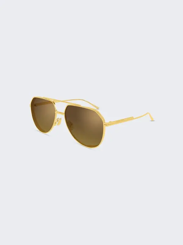 Bottega Veneta Metal Aviator Sunglasses