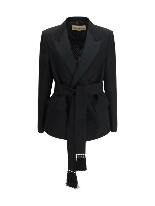 Valentino Garavani Double-breasted Virgin Wool Blazer With Belt