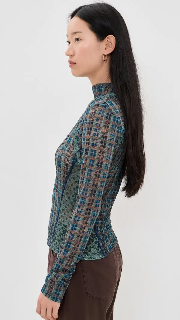 Free People Lyric Lace Mock Neck Long Sleeve Top