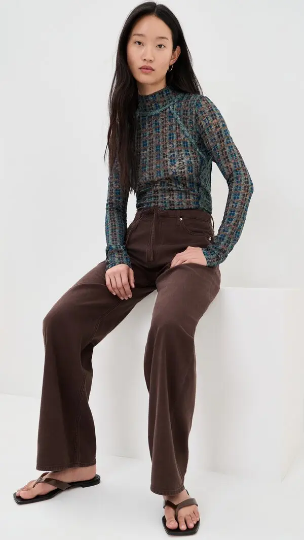 Free People Lyric Lace Mock Neck Long Sleeve Top