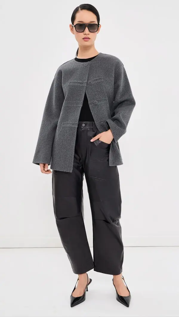 NILI LOTAN Shon Leather Barrel Pants