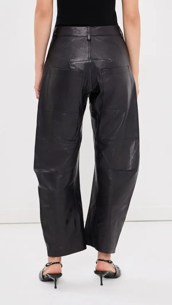 NILI LOTAN Shon Leather Barrel Pants