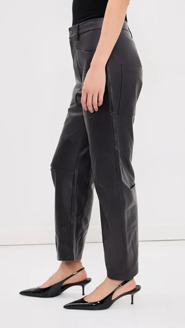 NILI LOTAN Shon Leather Barrel Pants