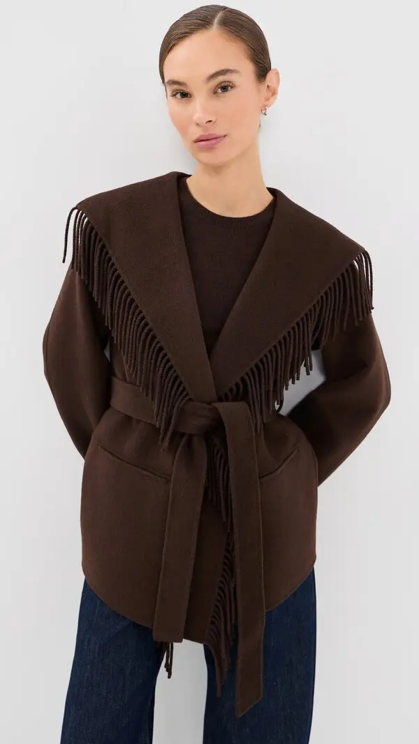 Simkhai Rowen Fringe Jacket - Chocolate