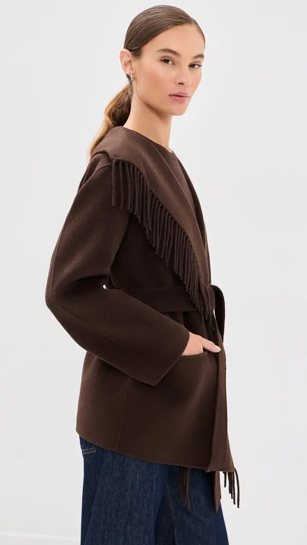 Simkhai Rowen Fringe Jacket - Chocolate