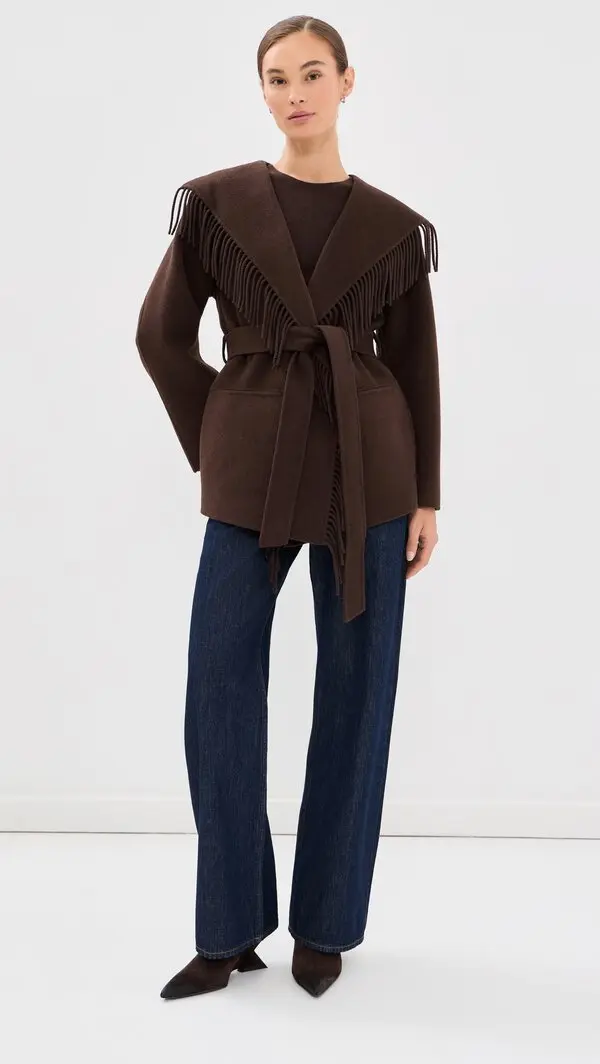 Simkhai Rowen Fringe Jacket - Chocolate