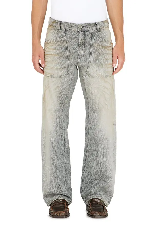 DIESEL® D-zeta Relaxed Fit Jeans With Maxi Utility Pockets - Grey