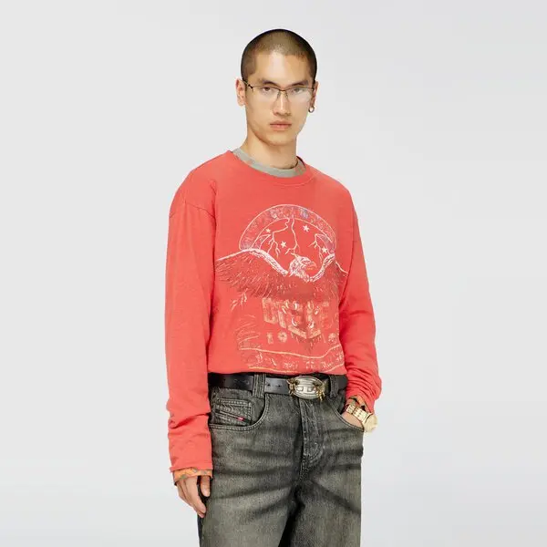 DIESEL® Long-sleeve T-shirt With Concert Graphics - Red