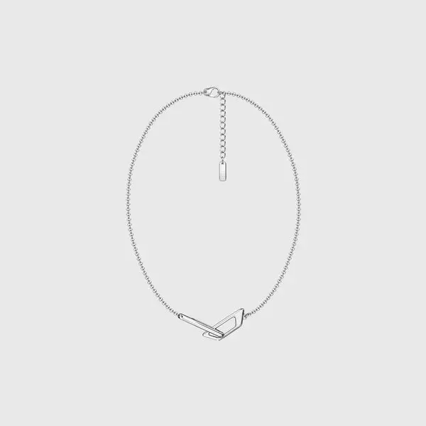 DIESEL® Stainless Steel Band Necklace With Logo Detail - Silver