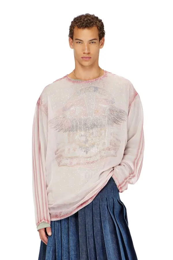 DIESEL® Sheer Chiffon Top With Concert Graphics