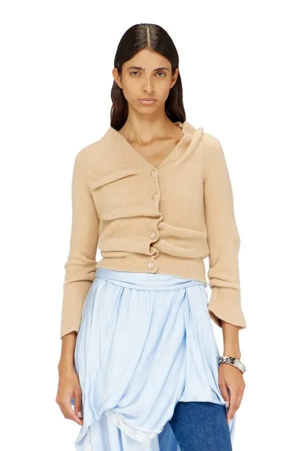 DIESEL® Cropped Cardigan In Wrinkled Boiled Knit