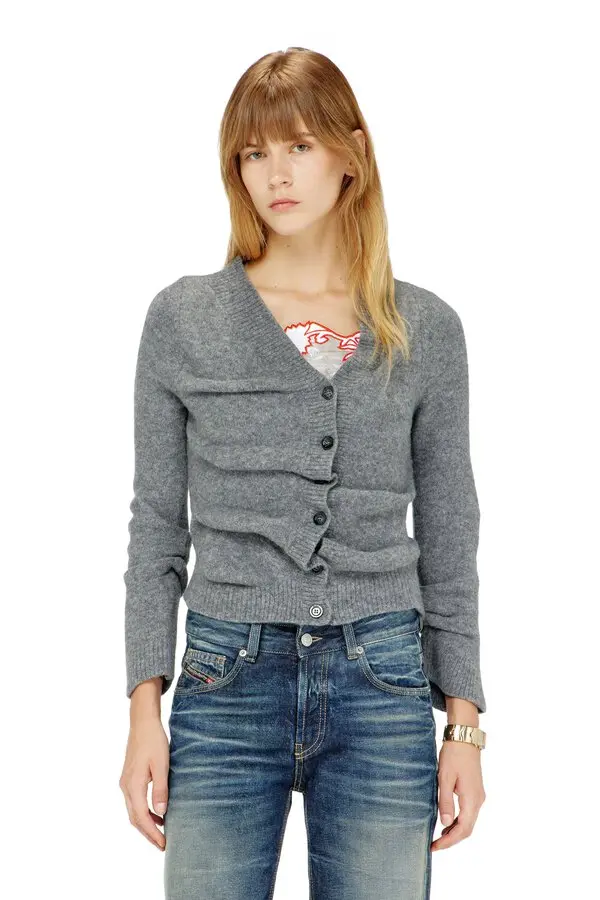 DIESEL® Wrinkled Boiled Knit Cropped Cardigan