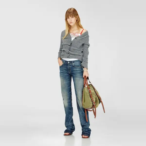 DIESEL® Wrinkled Boiled Knit Cropped Cardigan - Grey