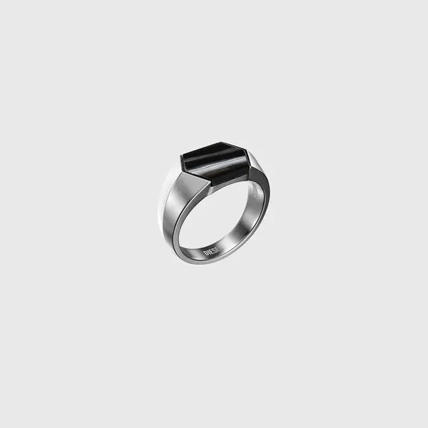 DIESEL® Tone Agate Signet Ring - Silver
