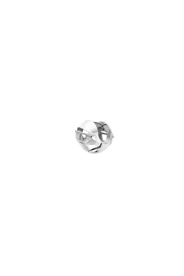 DIESEL® Stainless Steel Hoop Earrings With Oval D Logo - Silver
