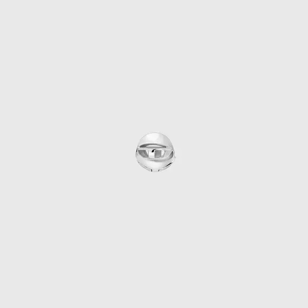 DIESEL® Stainless Steel Hoop Earrings With Oval D Logo - Silver