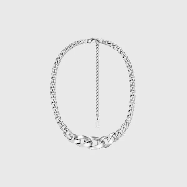 DIESEL® Stainless Steel Chain Necklace With Oval D Logo - Silver