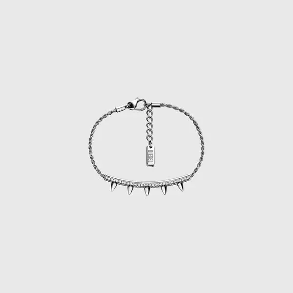 DIESEL® Stainless Steel Pave Studded Chain Bracelet - Silver