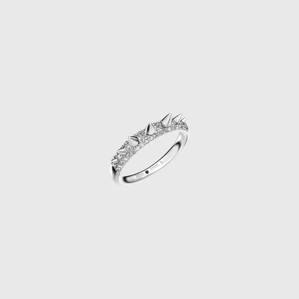 DIESEL® Stainless Steel Band Ring With Pave Embellishments - Silver