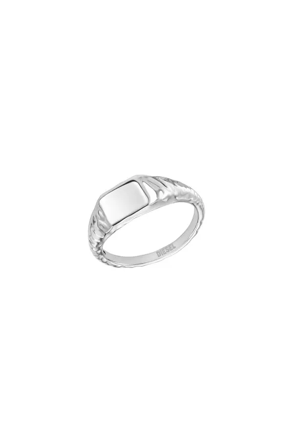 DIESEL® Stainless Steel Signet Ring - Silver