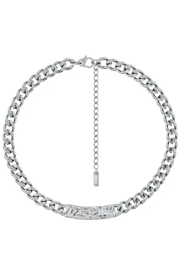 DIESEL® Stainless Steel Chain Necklace With Logo Detail