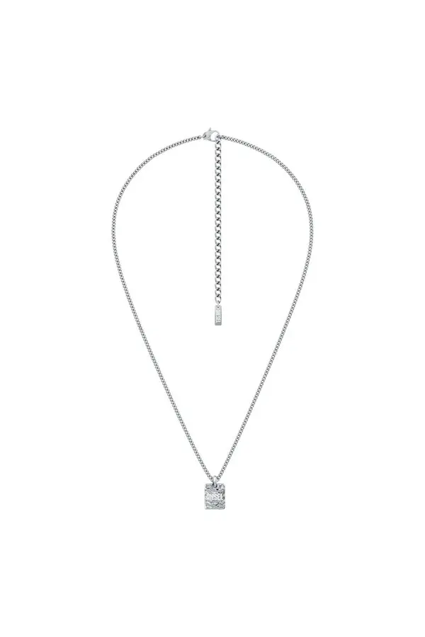 DIESEL® Stainless Steel Pendant Necklace With Lobster Clasp Closure - Silver