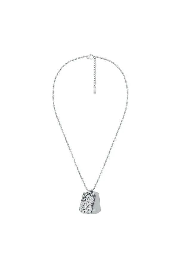 DIESEL® Stainless Steel Dog Tag Necklace - Silver