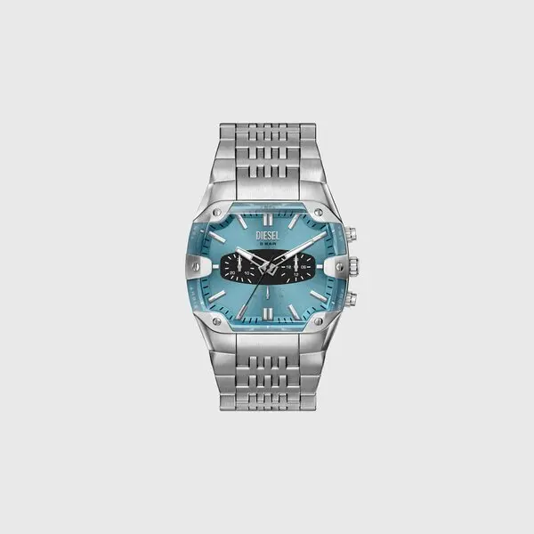 DIESEL® Spiked Cushion Stainless Steel Chronograph Watch - Silver