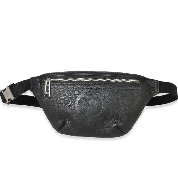 Gucci Piuma Calfskin Jumbo Gg Embossed Belt Bag - Black