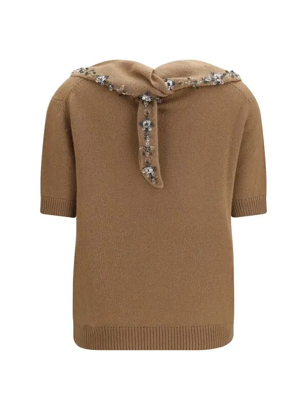 Prada Cashmere Sweater With Embellished Jewel Scarf