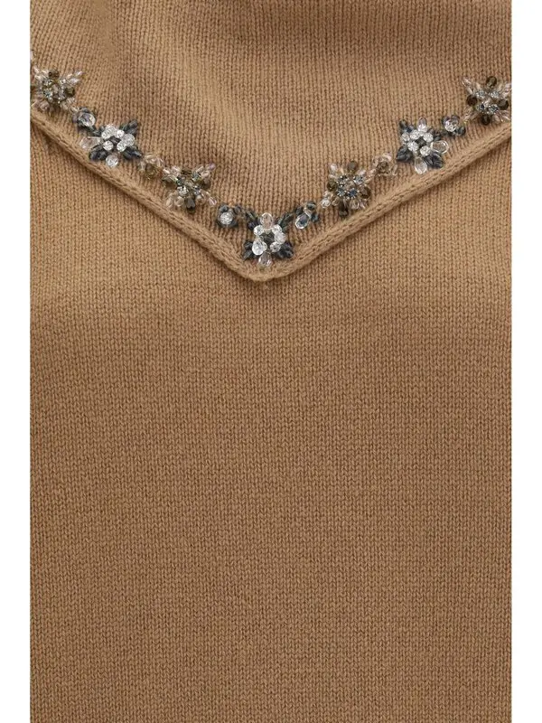 Prada Cashmere Sweater With Embellished Jewel Scarf