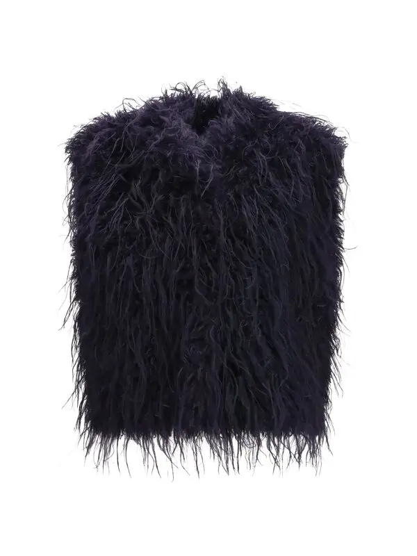 FORTE_FORTE Eco Mongolia Faux Fur Vest - Blue