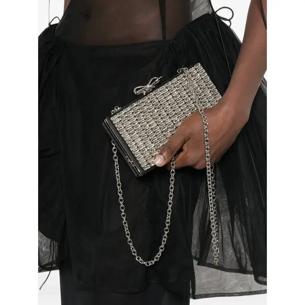 SELF-PORTRAIT Embellished Crystal Bow Box Clutch
