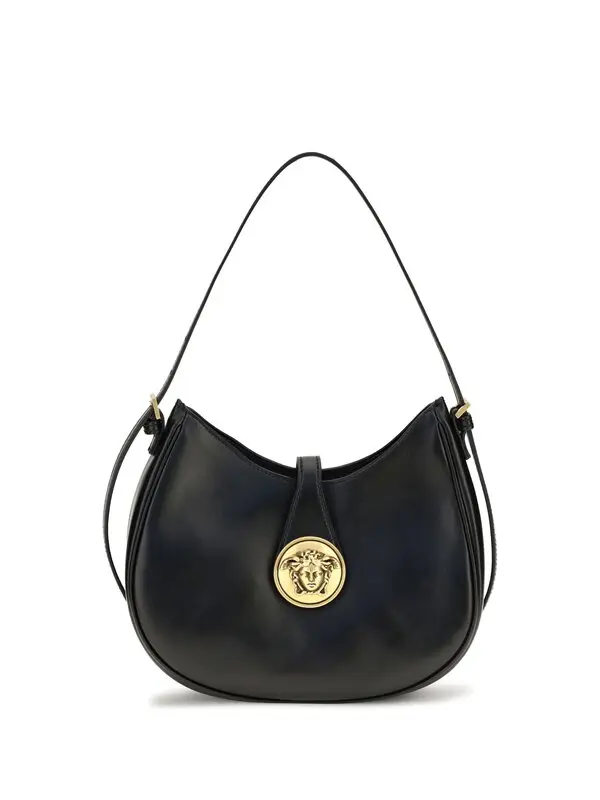 Versace Small Emblème Hobo Lambskin Shoulder Bag