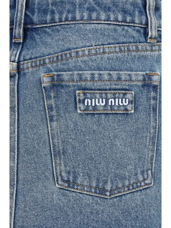 Miu Miu Frayed Hem Denim Mini Skirt