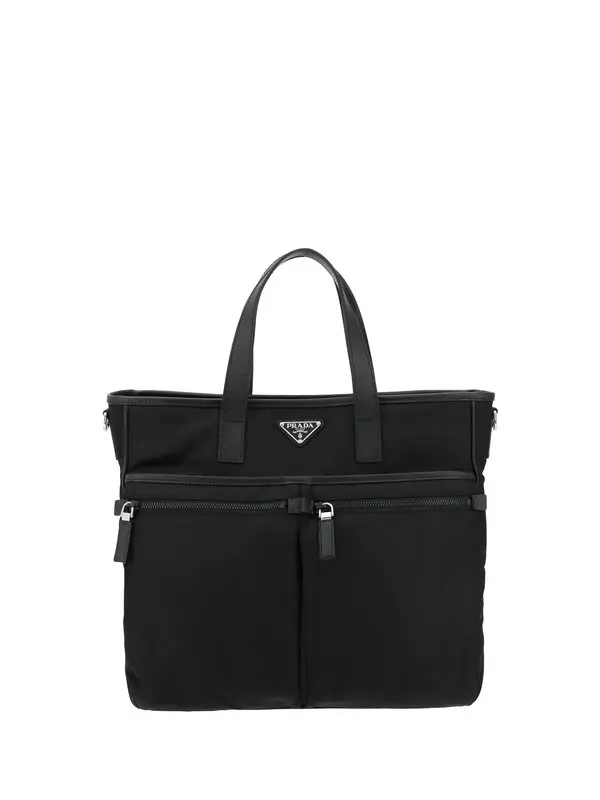 Prada Logoed Tote Bag - Black