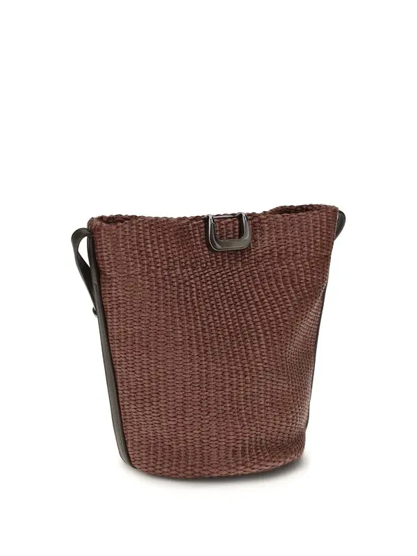 Brunello Cucinelli Small Sartorial Bucket Bag In Raffia - Multicolor