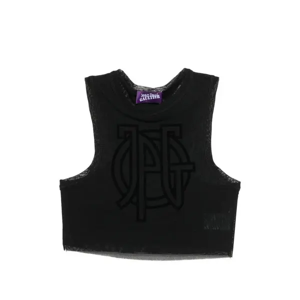 JEAN PAUL GAULTIER Cropped Top With Logo Print - Black