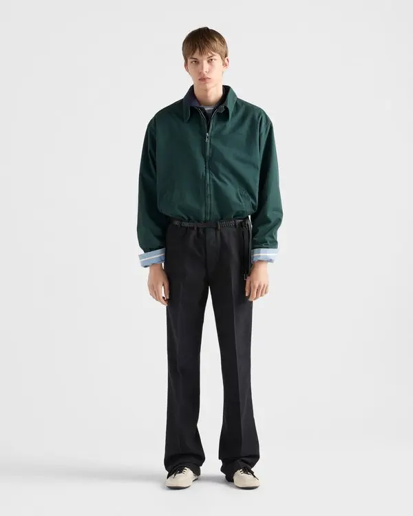 Prada Long-leeved Cotton Polo Hirt - Navy