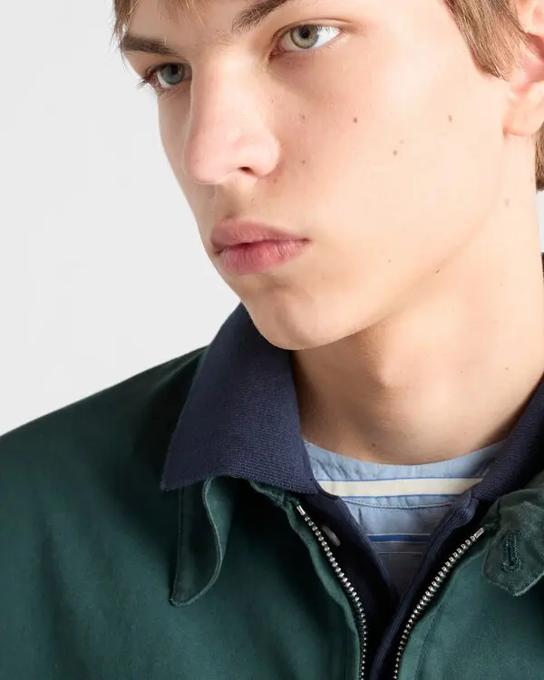 Prada Long-leeved Cotton Polo Hirt - Navy