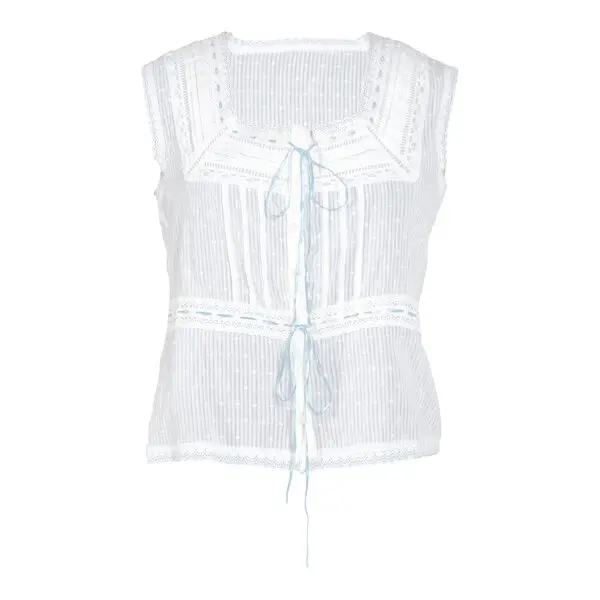 ROSE & NANCY Dora Ivory Lace Trim Sleeveless Blouse